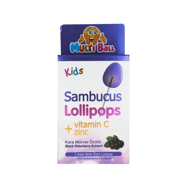 MULTIBALL KIDS LOLLIPOPS SAMBUCUS VITAMIN C+ZINC 7'S | Rosh Medical Company